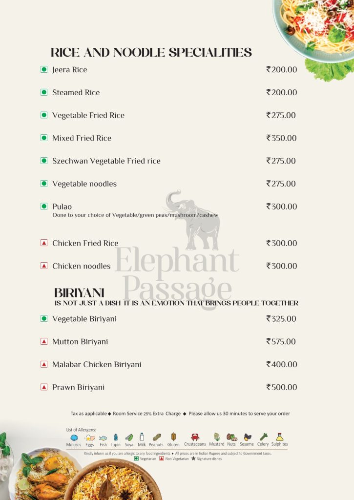 Menu – Elephant Passage